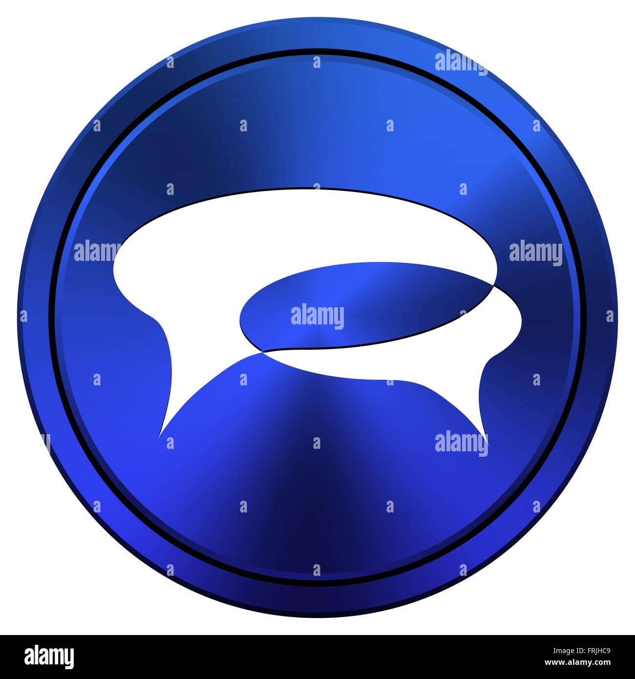 Metallic icon with white design on blue background Stock Photo - Alamy
