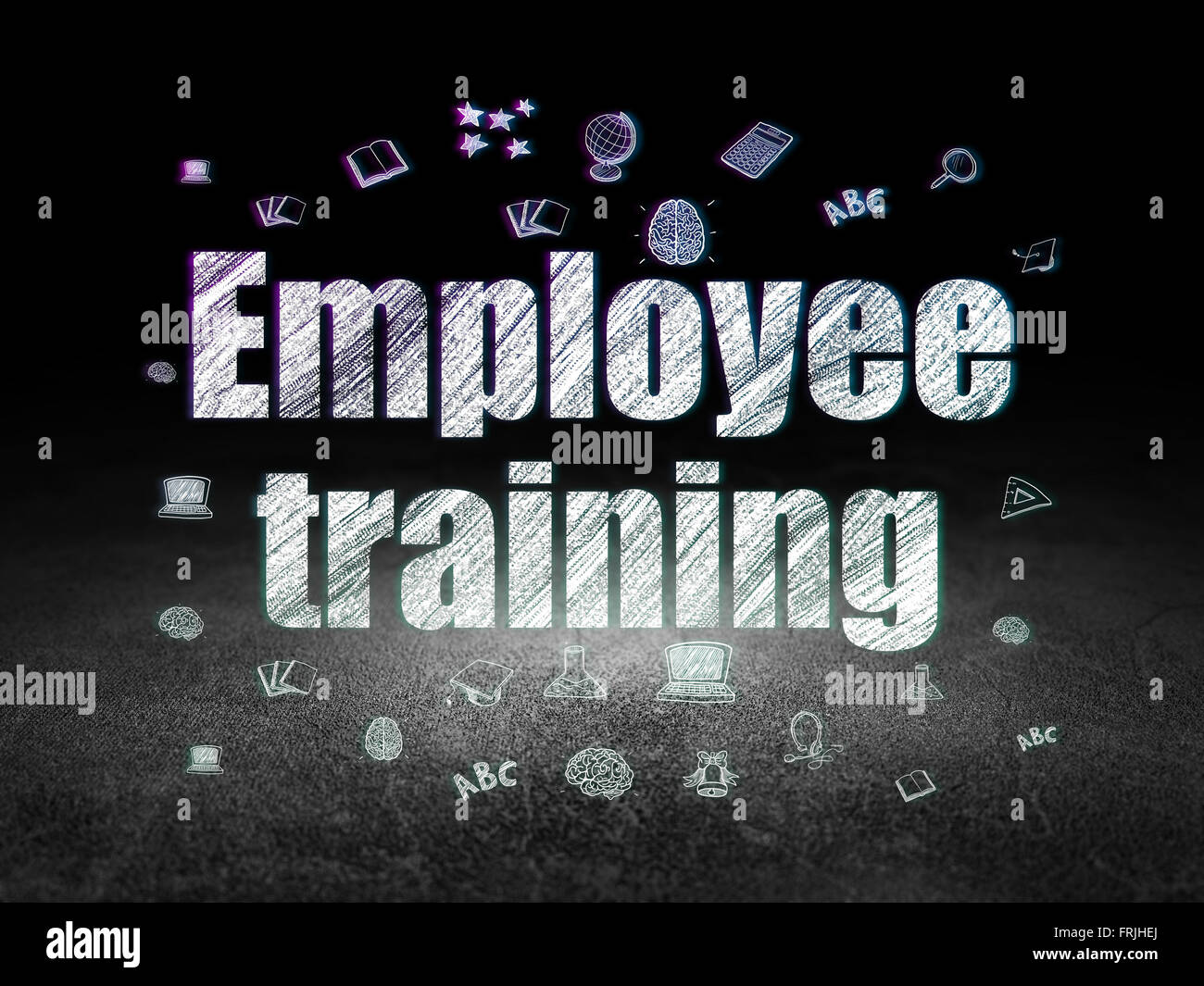 Studying concept: Employee Training in grunge dark room Stock Photo - Alamy