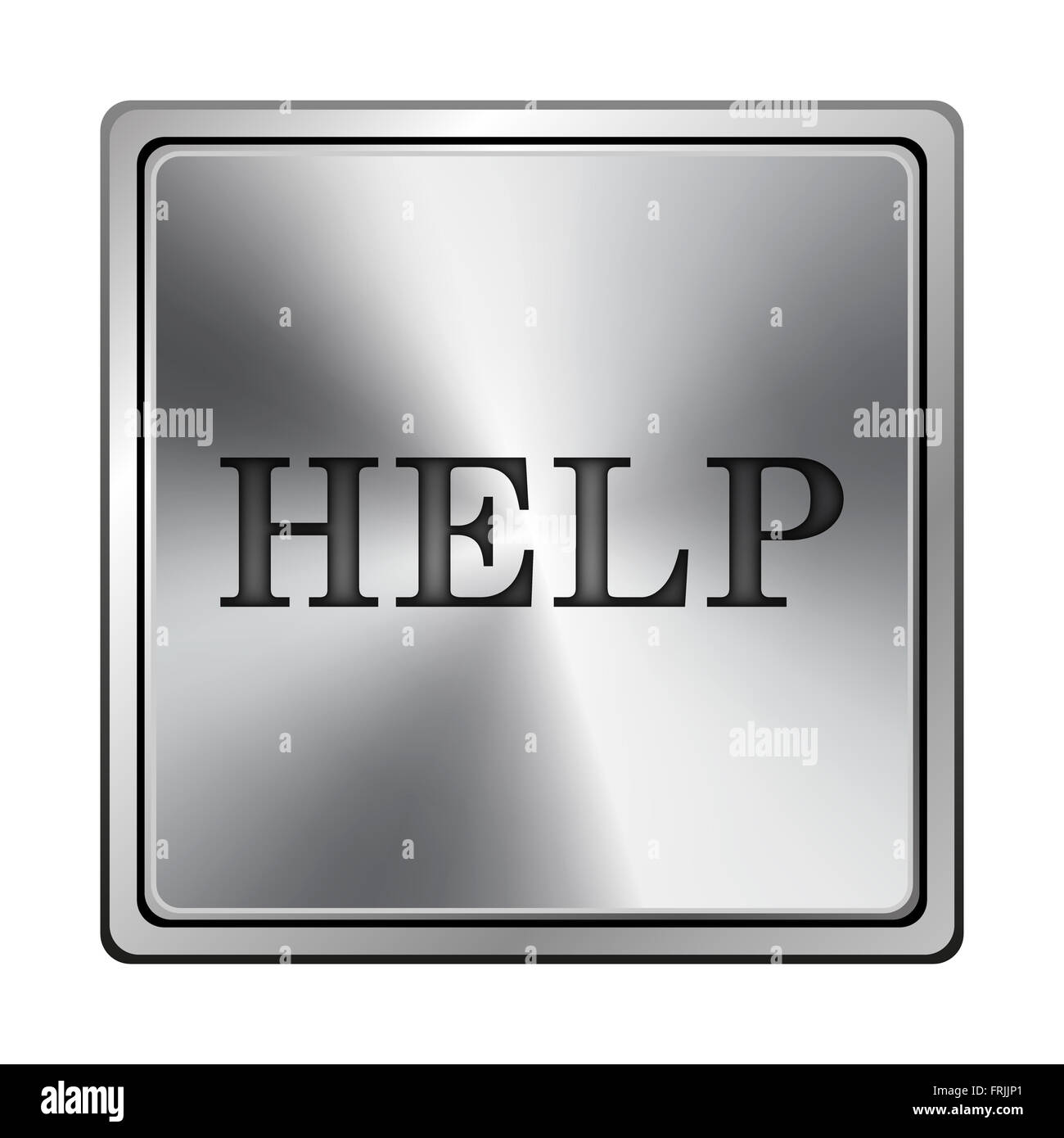 Square metallic icon with carved design on grey background Stock Photo ...