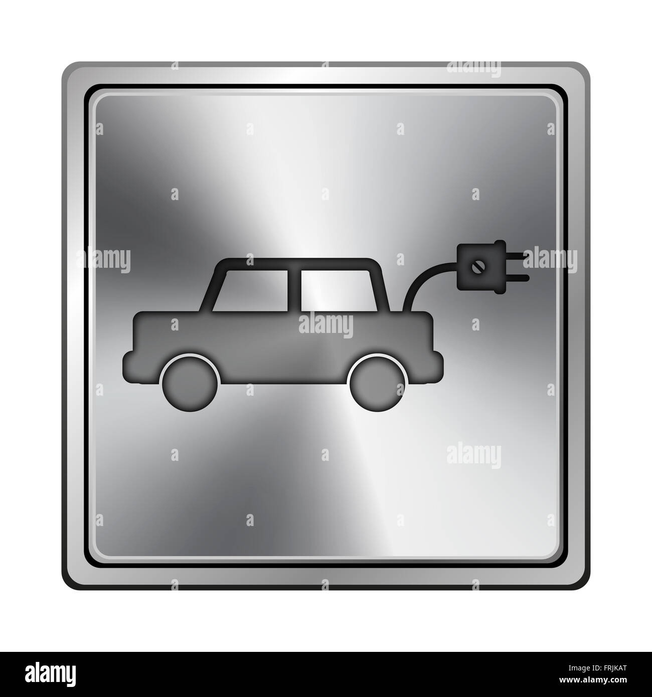 Square metallic icon with carved design on grey background Stock Photo ...