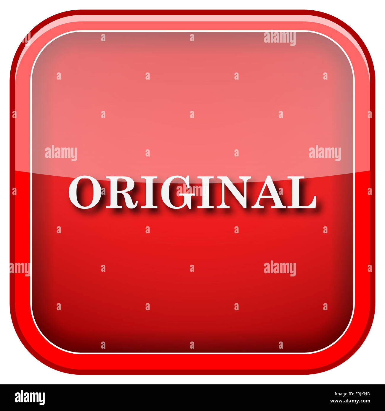Square shiny icon with white design on red background Stock Photo - Alamy