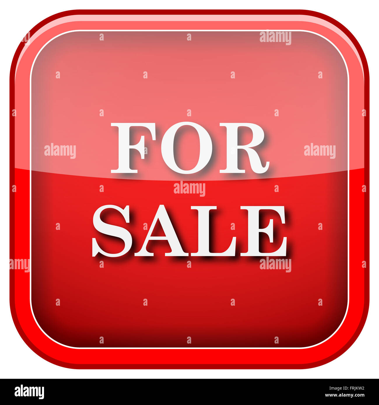 Square shiny icon with white design on red background Stock Photo - Alamy