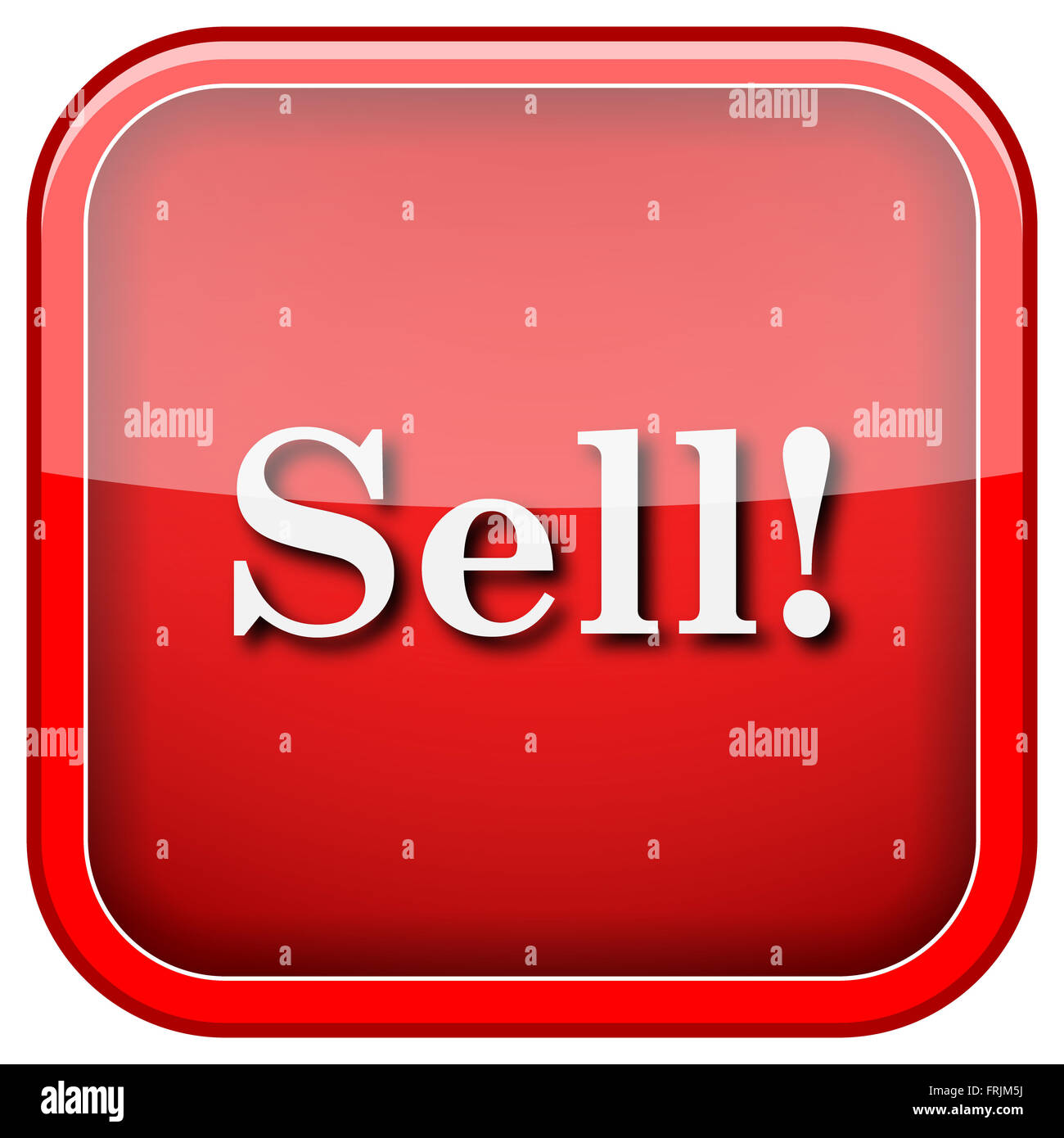 Square shiny icon with white design on red background Stock Photo - Alamy