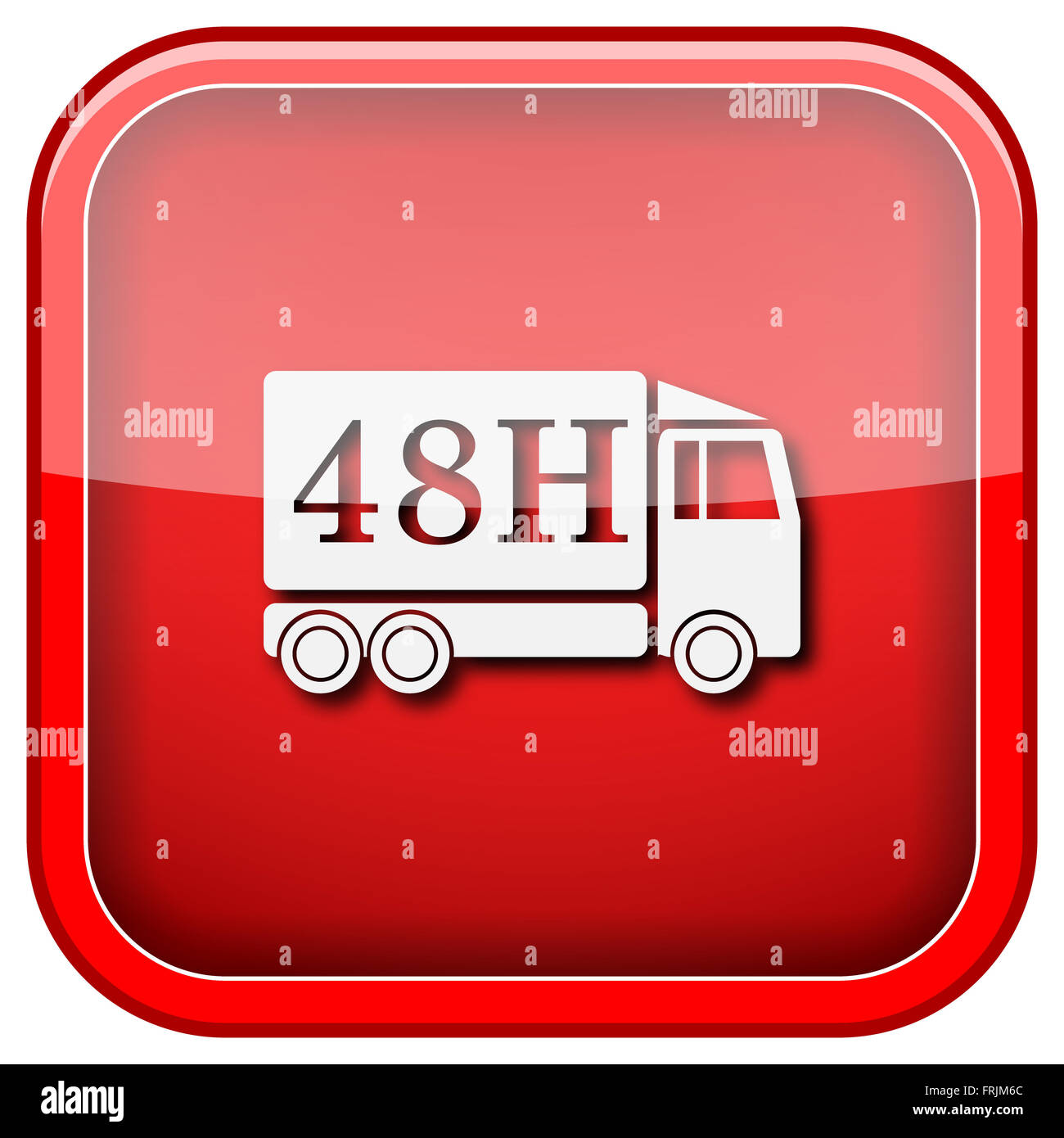 Square shiny icon with white design on red background Stock Photo - Alamy