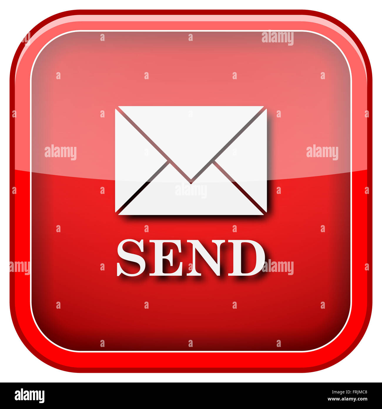 Square shiny icon with white design on red background Stock Photo - Alamy