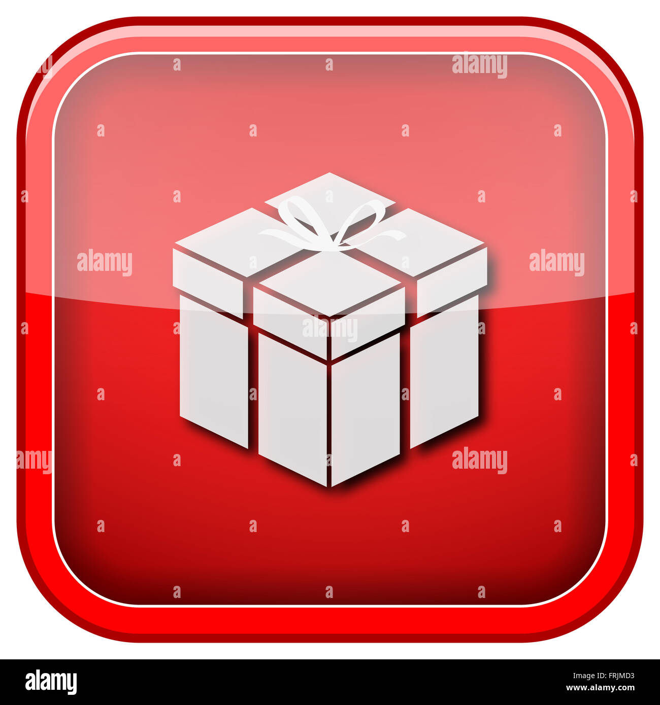 Square shiny icon with white design on red background Stock Photo - Alamy