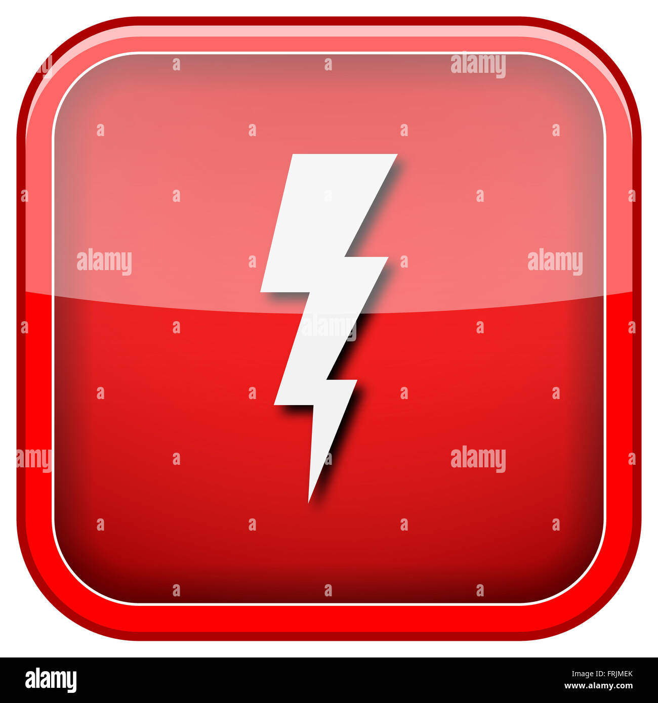 Square shiny icon with white design on red background Stock Photo - Alamy