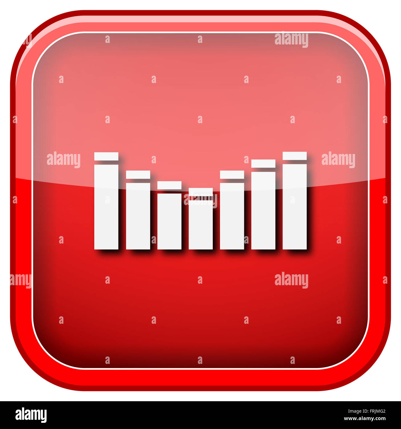 Square shiny icon with white design on red background Stock Photo - Alamy