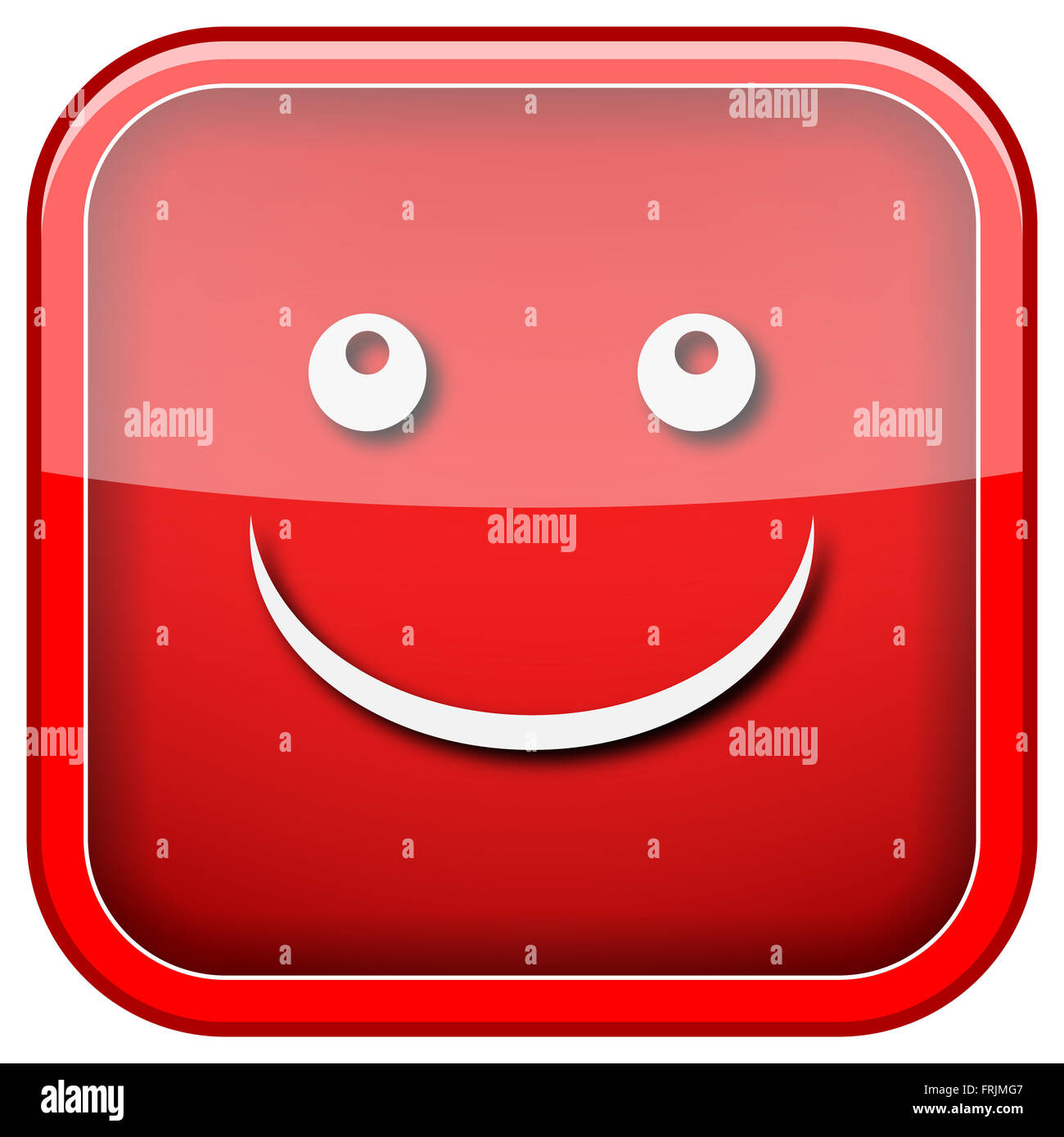 Square shiny icon with white design on red background Stock Photo - Alamy
