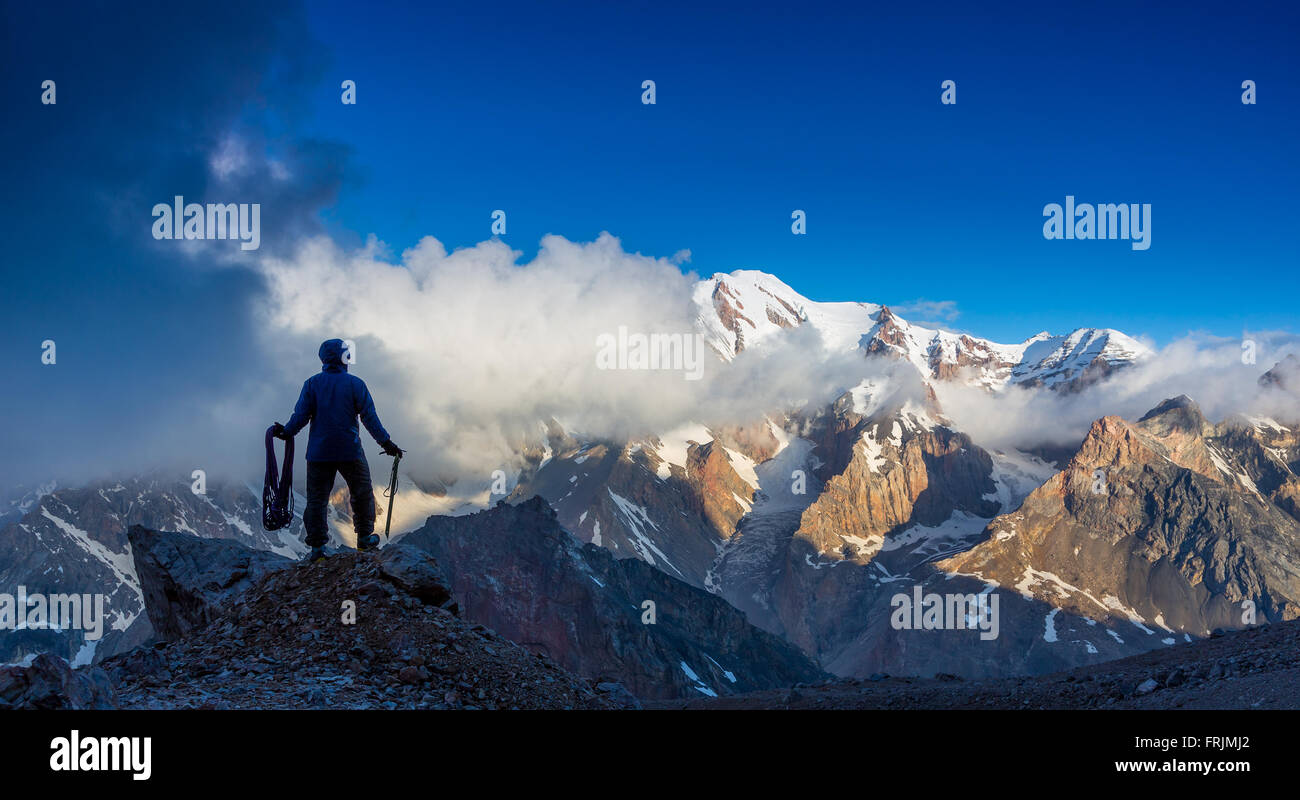 Alpine Climber Reached Summit Stock Photo - Alamy