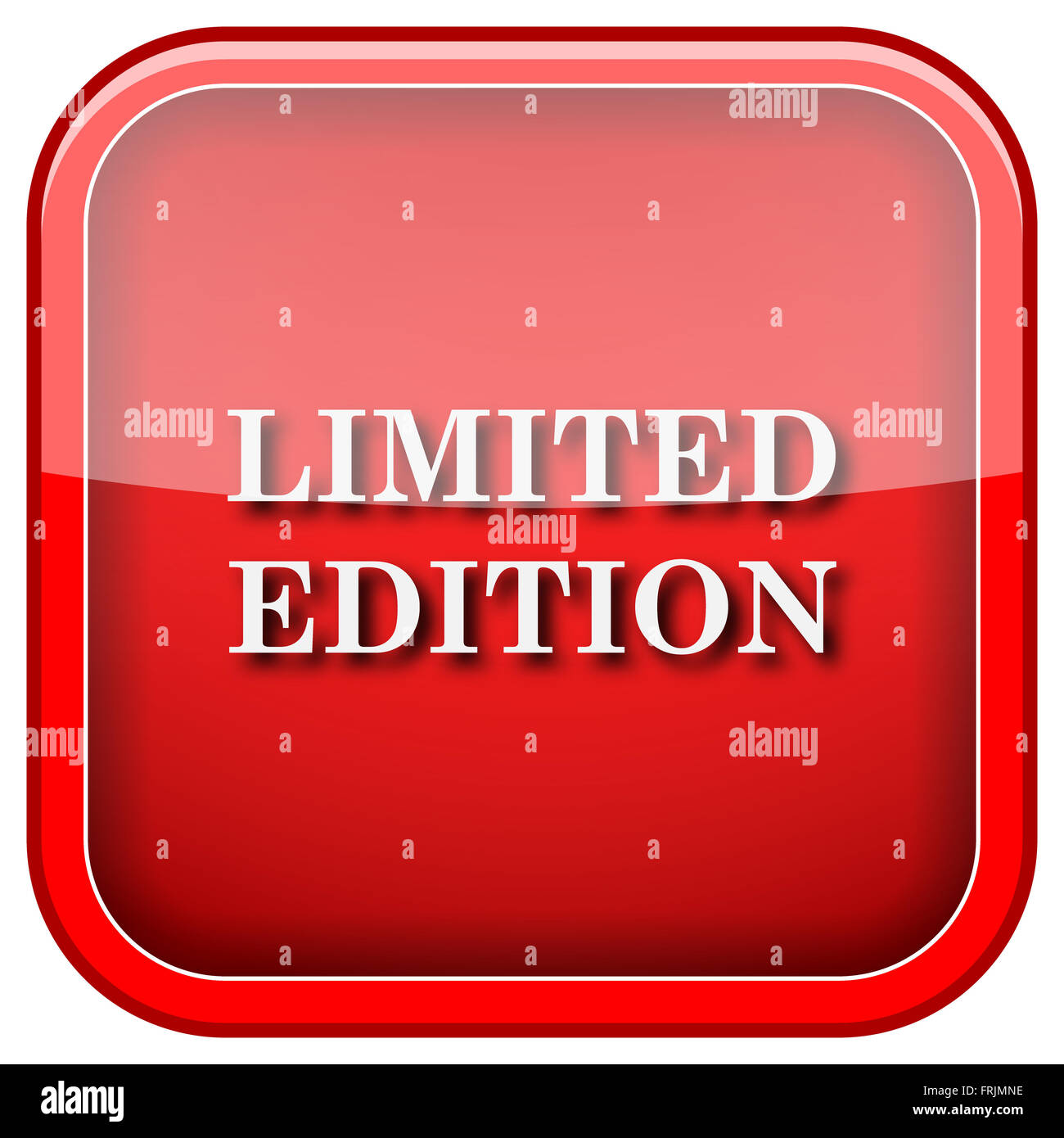 Square shiny icon with white design on red background Stock Photo - Alamy