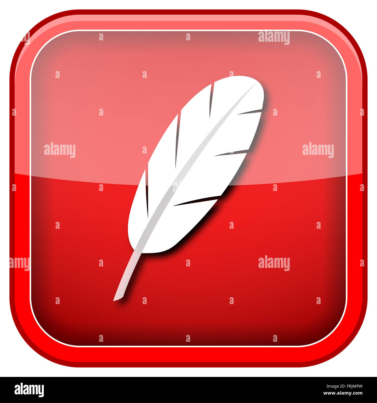 Red shiny glossy icon on white background Stock Photo - Alamy