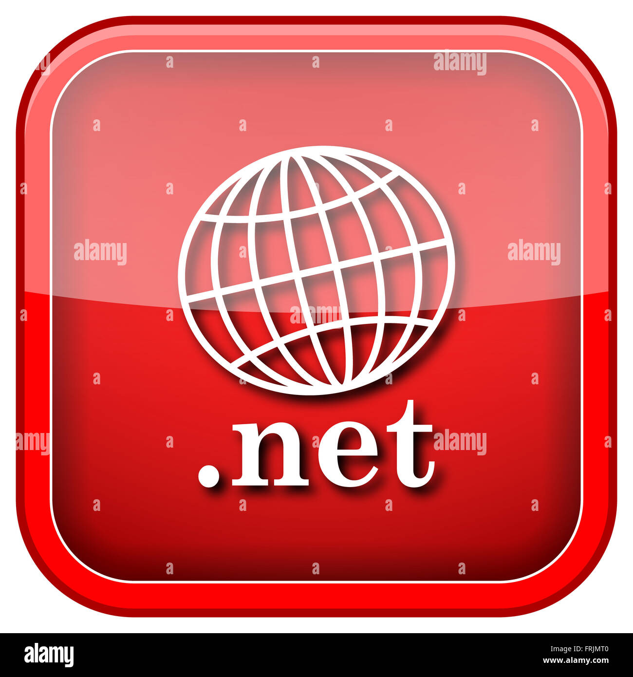 Red shiny glossy icon on white background Stock Photo - Alamy