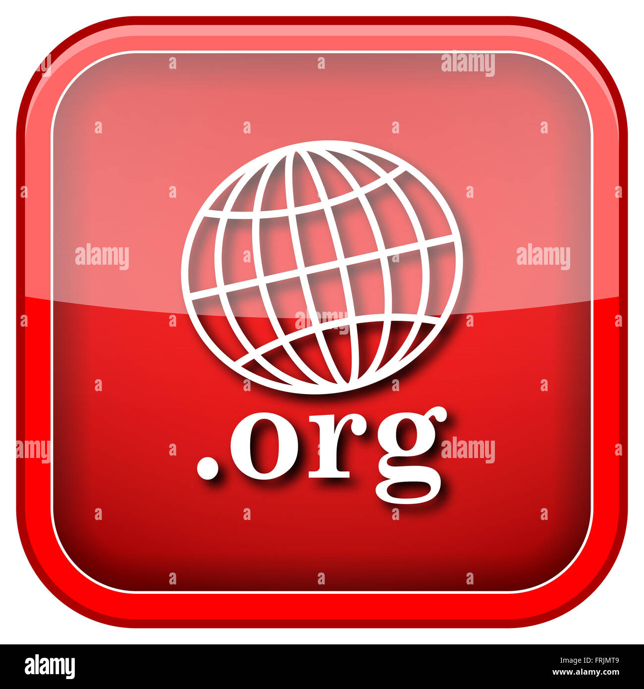 Red shiny glossy icon on white background Stock Photo - Alamy