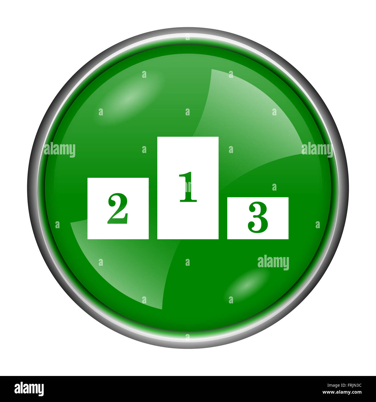 Round glossy icon with white design on green background Stock Photo - Alamy