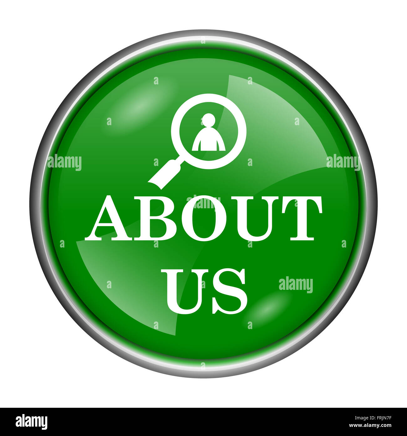 Round glossy icon with white design on green background Stock Photo - Alamy