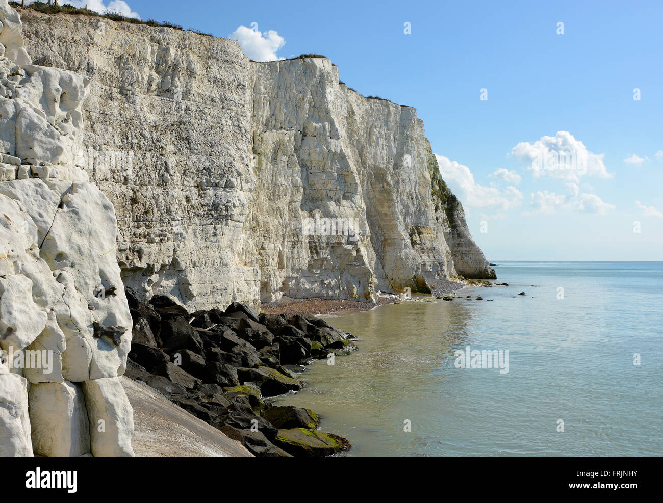 White chalk cliffs at Saltdean near Brighton, East Sussex, England ...