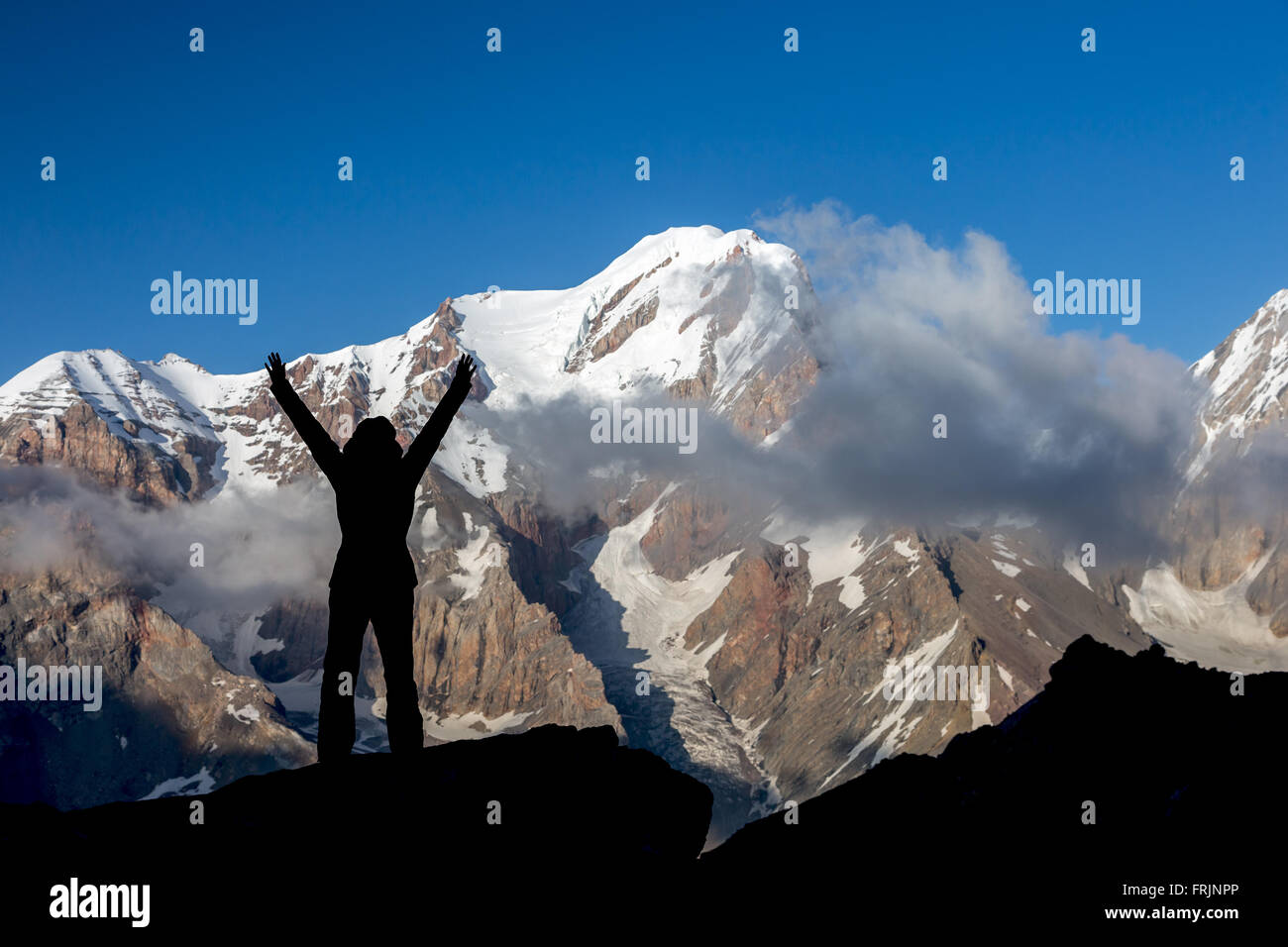 Alpine Climber Reached Summit Stock Photo - Alamy