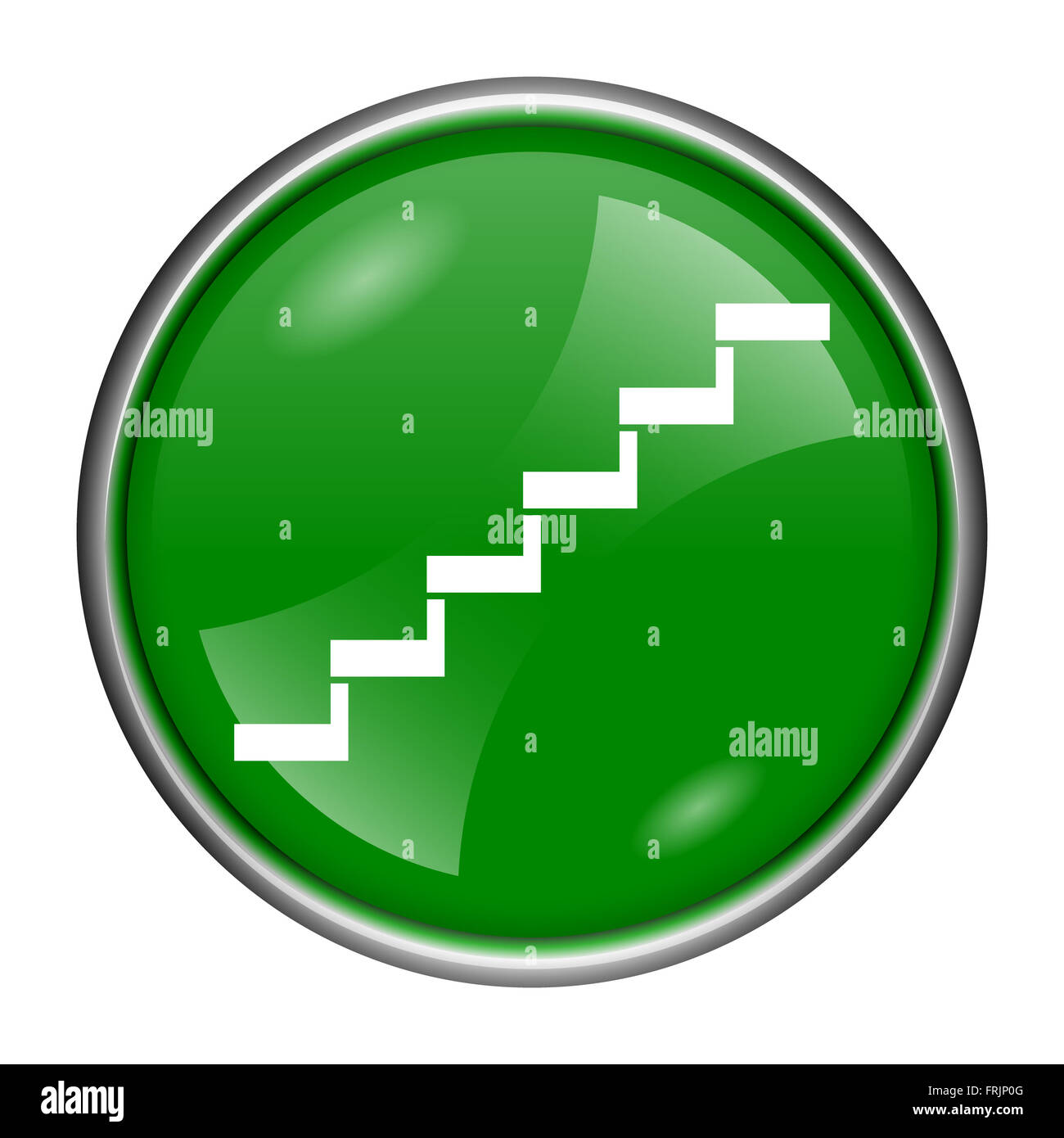 Round glossy icon with white design on green background Stock Photo - Alamy