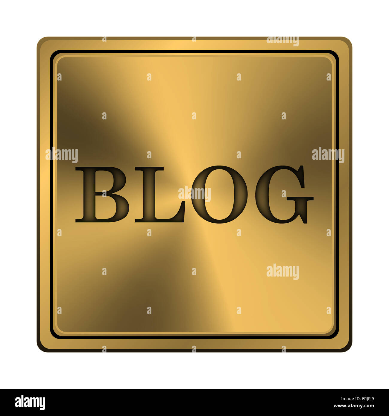 Square metallic icon with carved design on copper background Stock ...