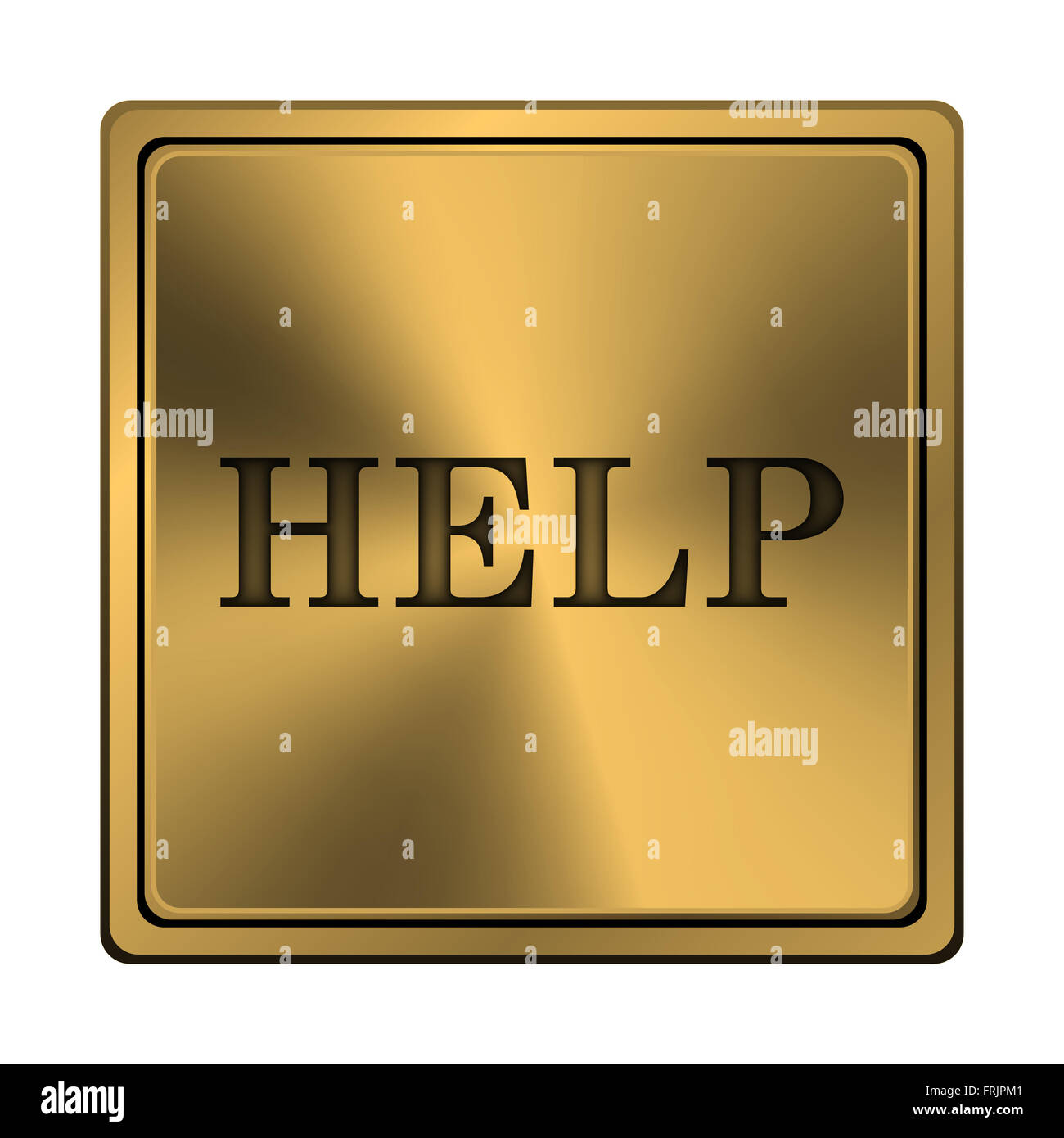 Square metallic icon with carved design on copper background Stock ...