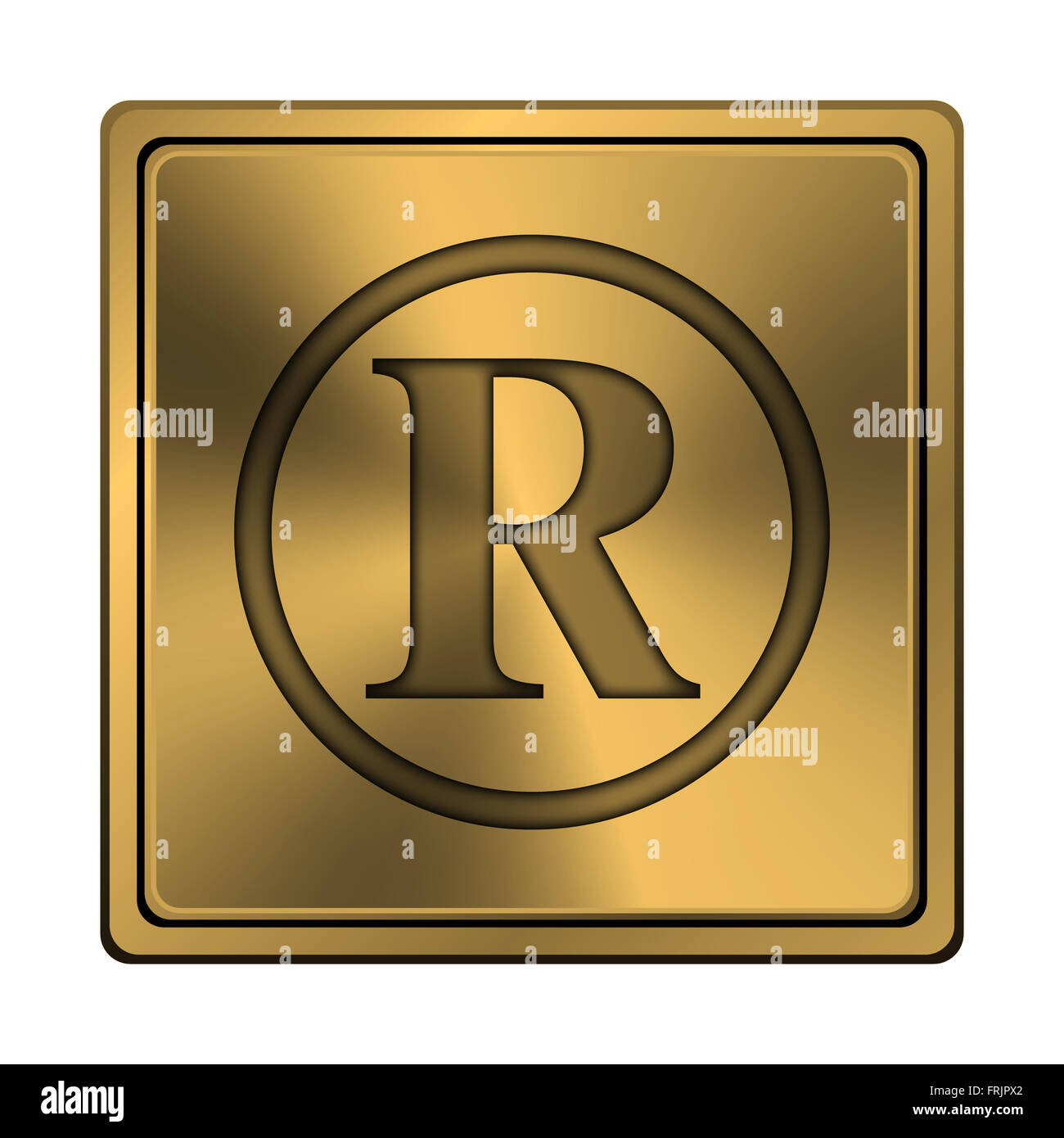Square metallic icon with carved design on copper background Stock ...