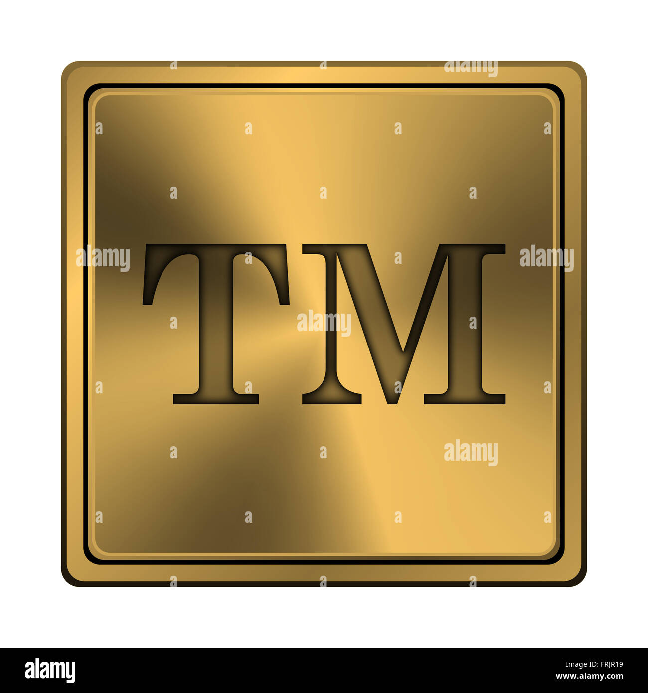 Square metallic icon with carved design on copper background Stock ...
