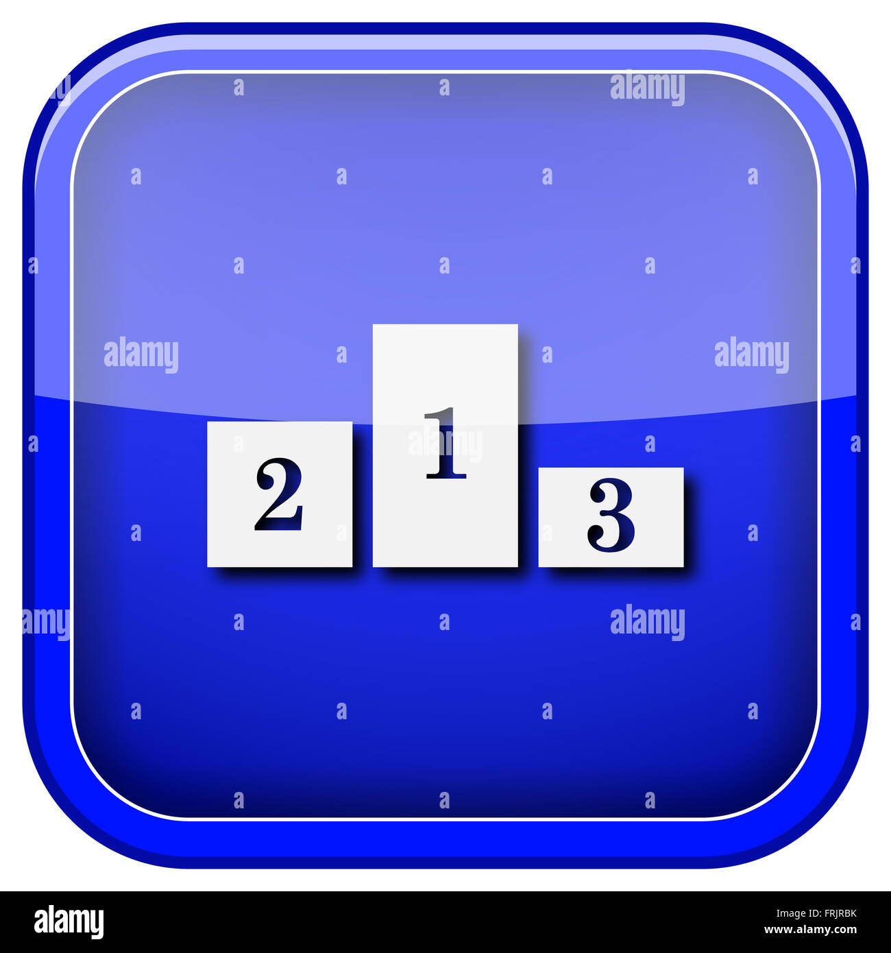 Square shiny icon with white design on blue background Stock Photo - Alamy