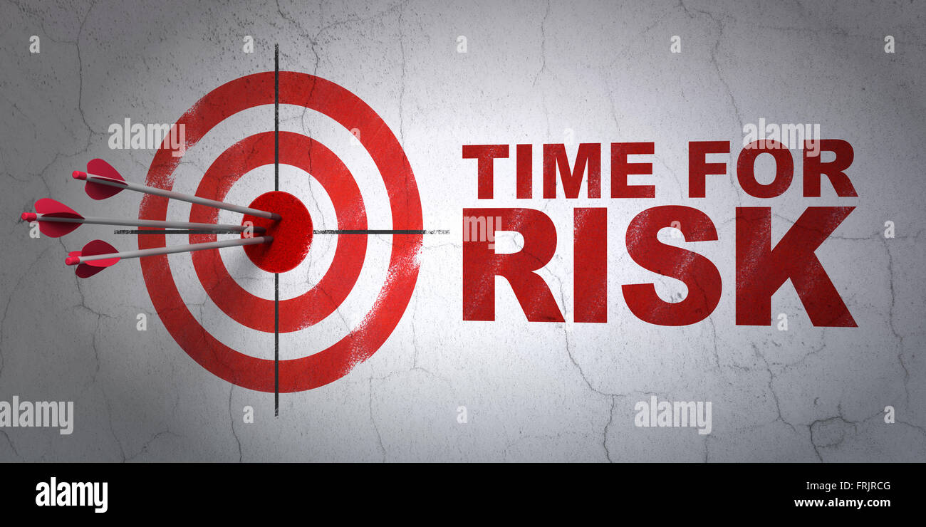 Timeline concept: target and Time For Risk on wall background Stock ...