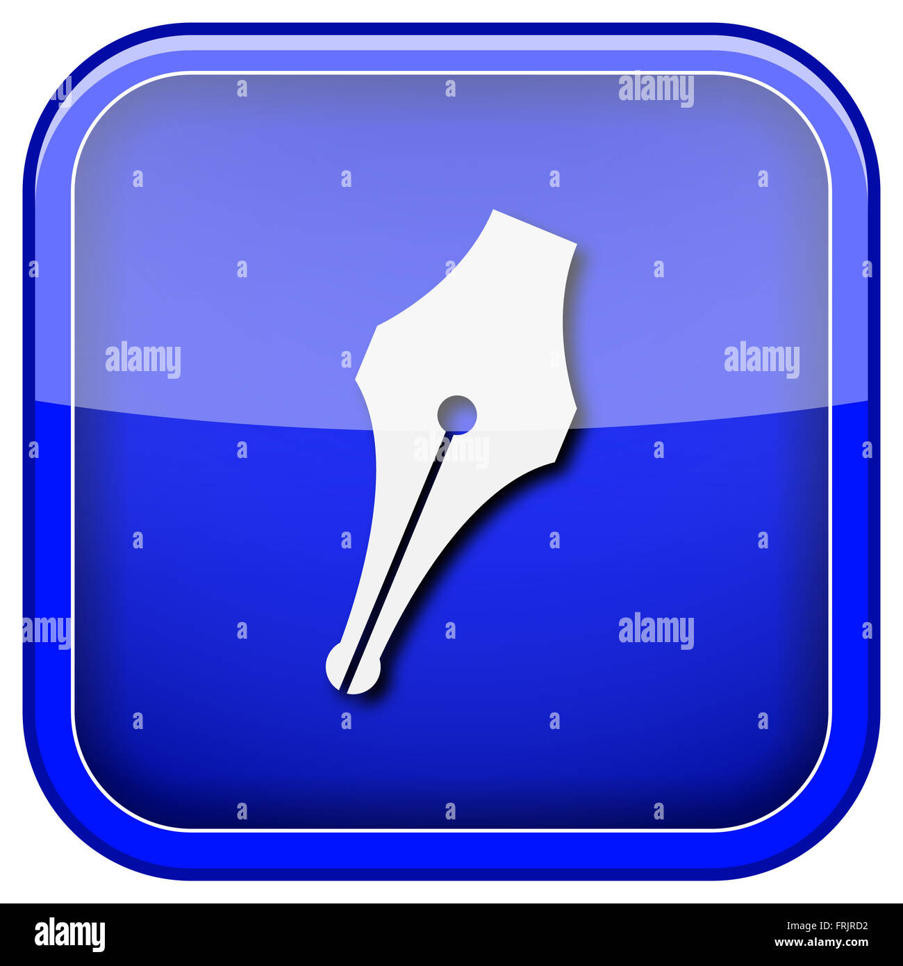 Square shiny icon with white design on blue background Stock Photo - Alamy