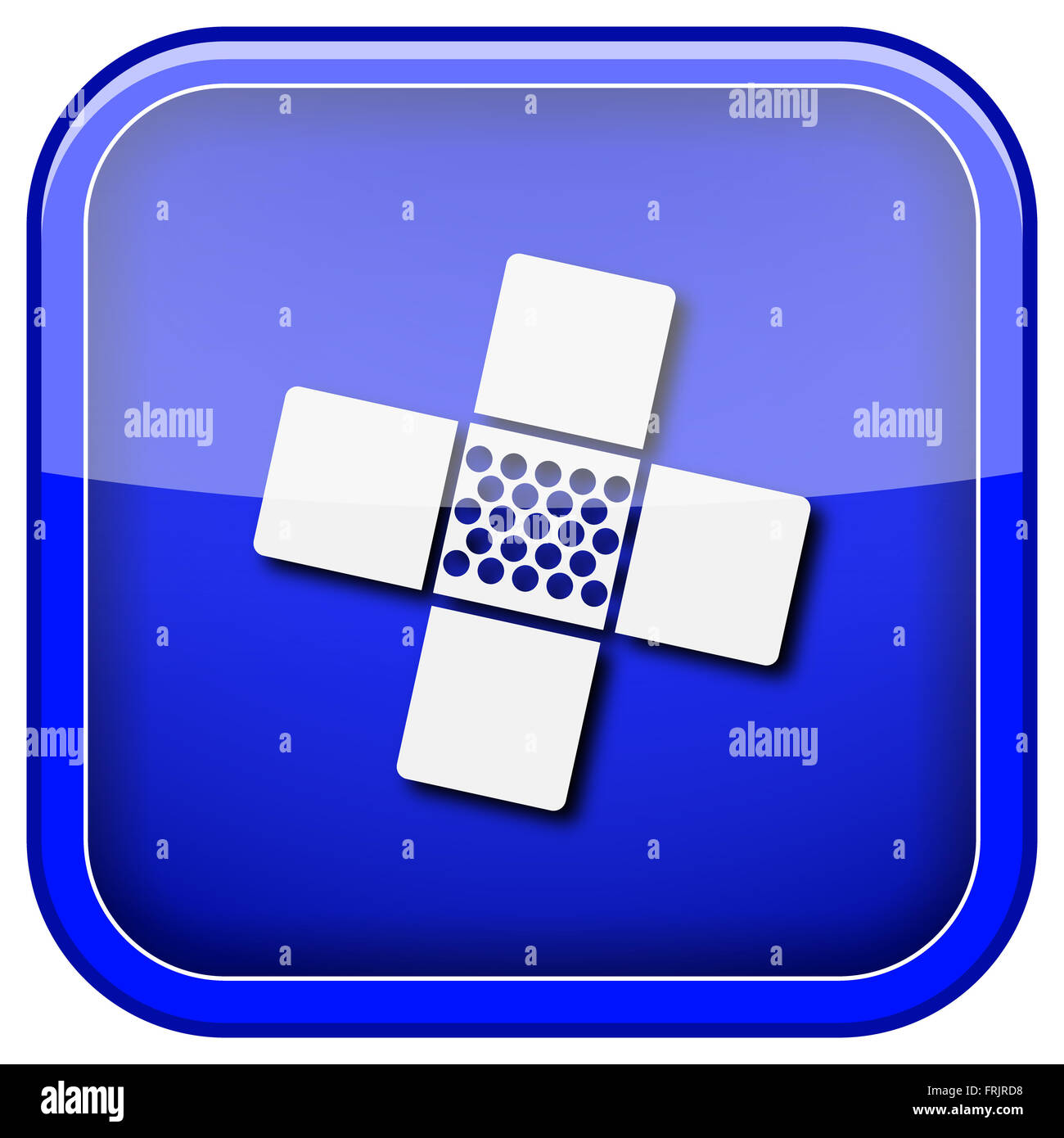 Square shiny icon with white design on blue background Stock Photo - Alamy