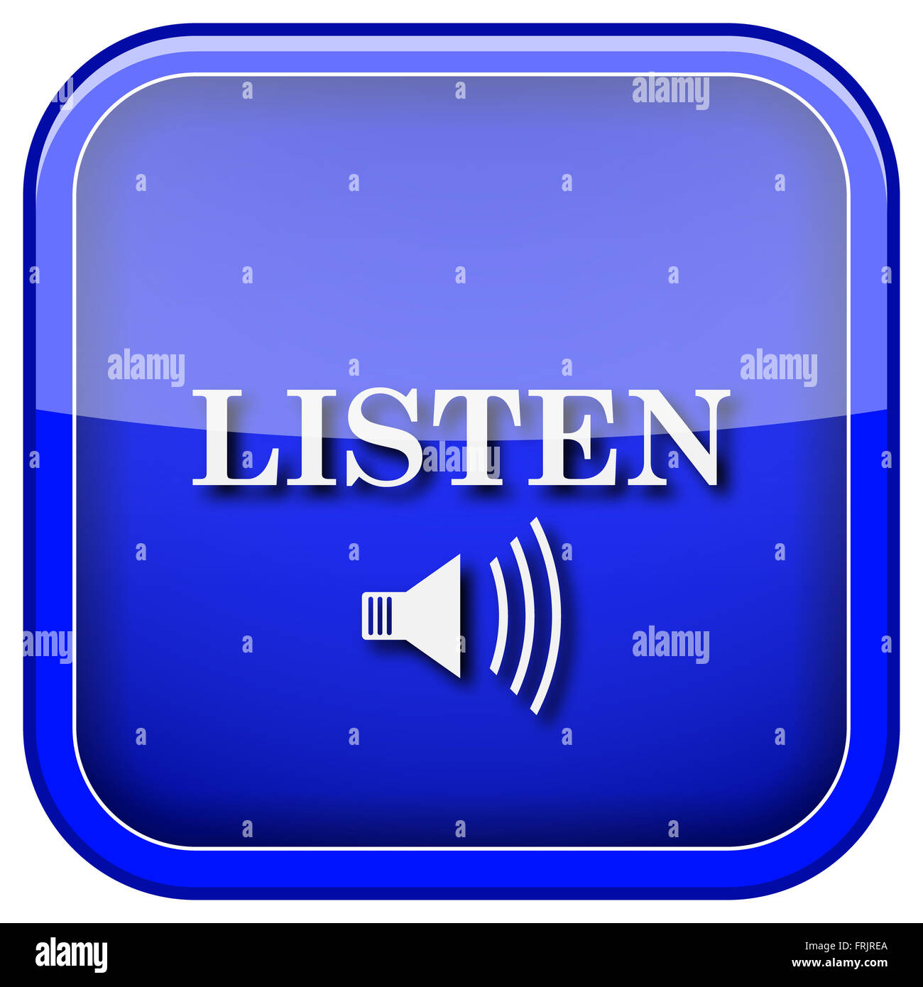 Square shiny icon with white design on blue background Stock Photo - Alamy