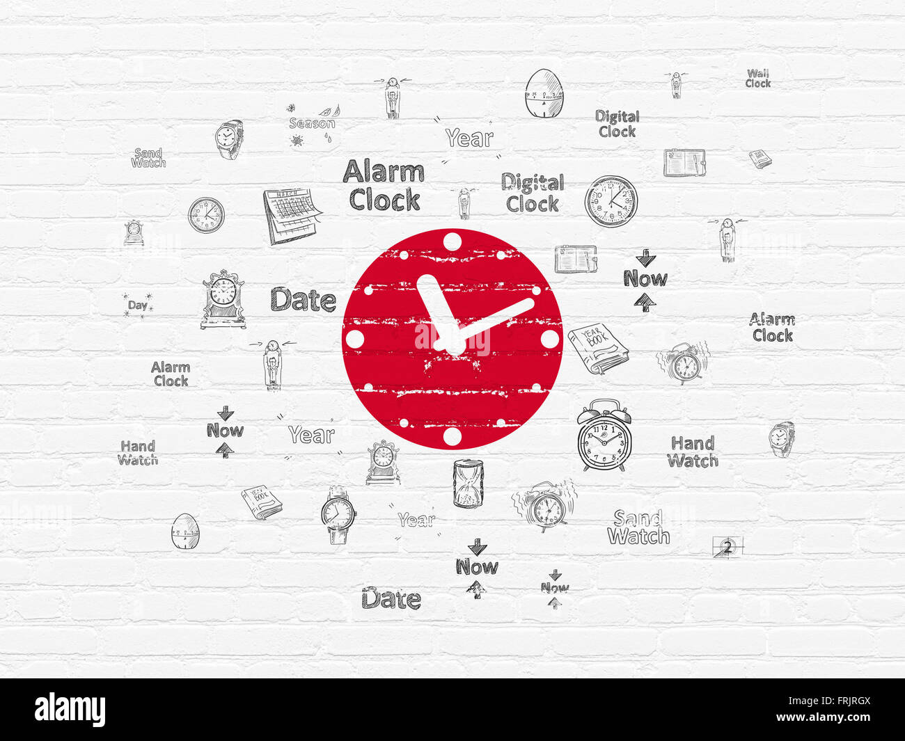 Time concept: Clock on wall background Stock Photo - Alamy