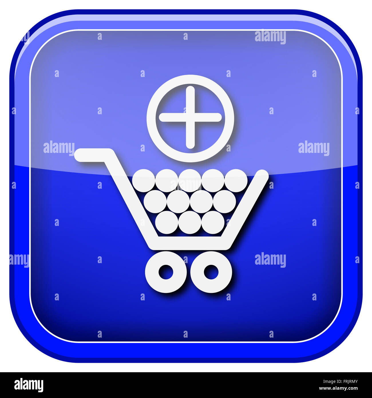Square shiny icon with white design on blue background Stock Photo - Alamy