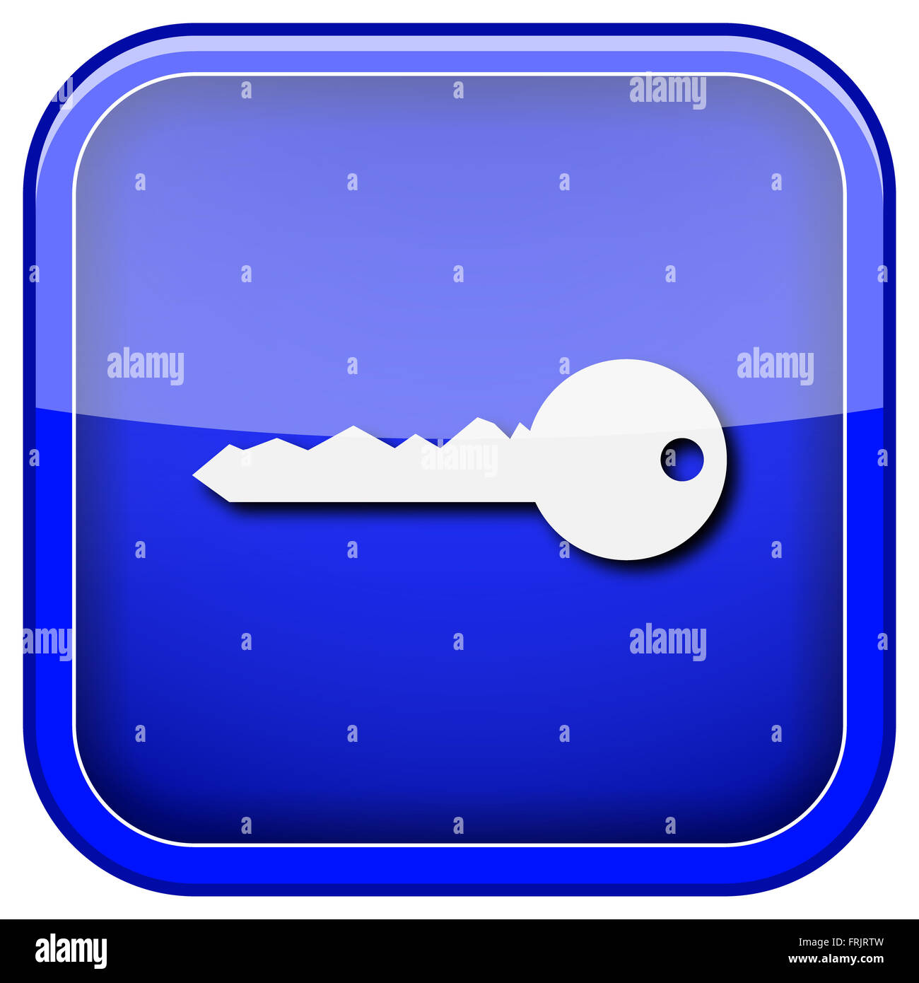 Square shiny icon with white design on blue background Stock Photo - Alamy