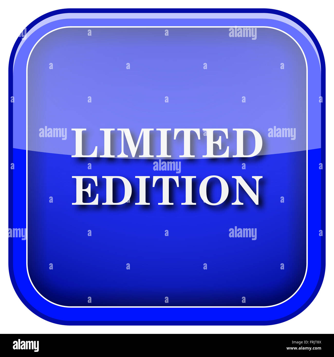 Square shiny icon with white design on blue background Stock Photo - Alamy