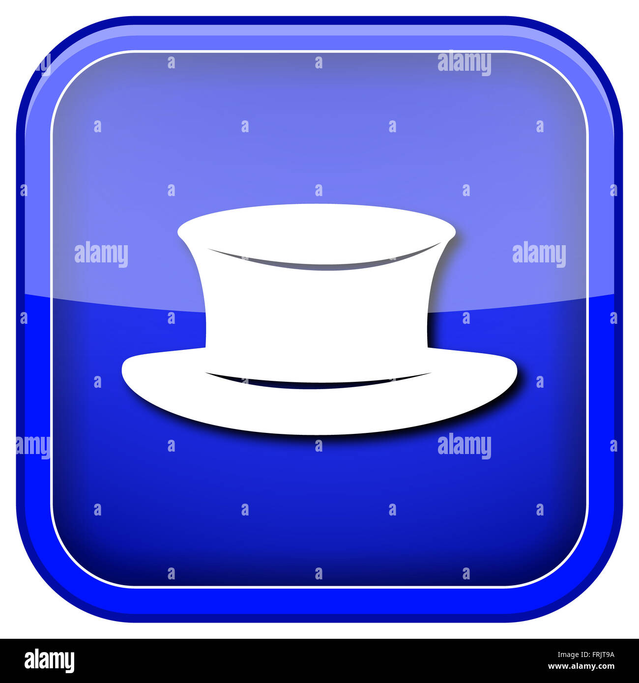 Blue shiny glossy icon on white background Stock Photo - Alamy