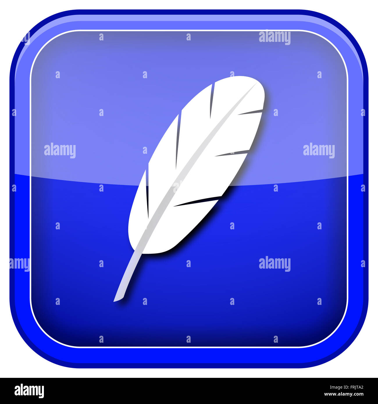 Blue shiny glossy icon on white background Stock Photo - Alamy