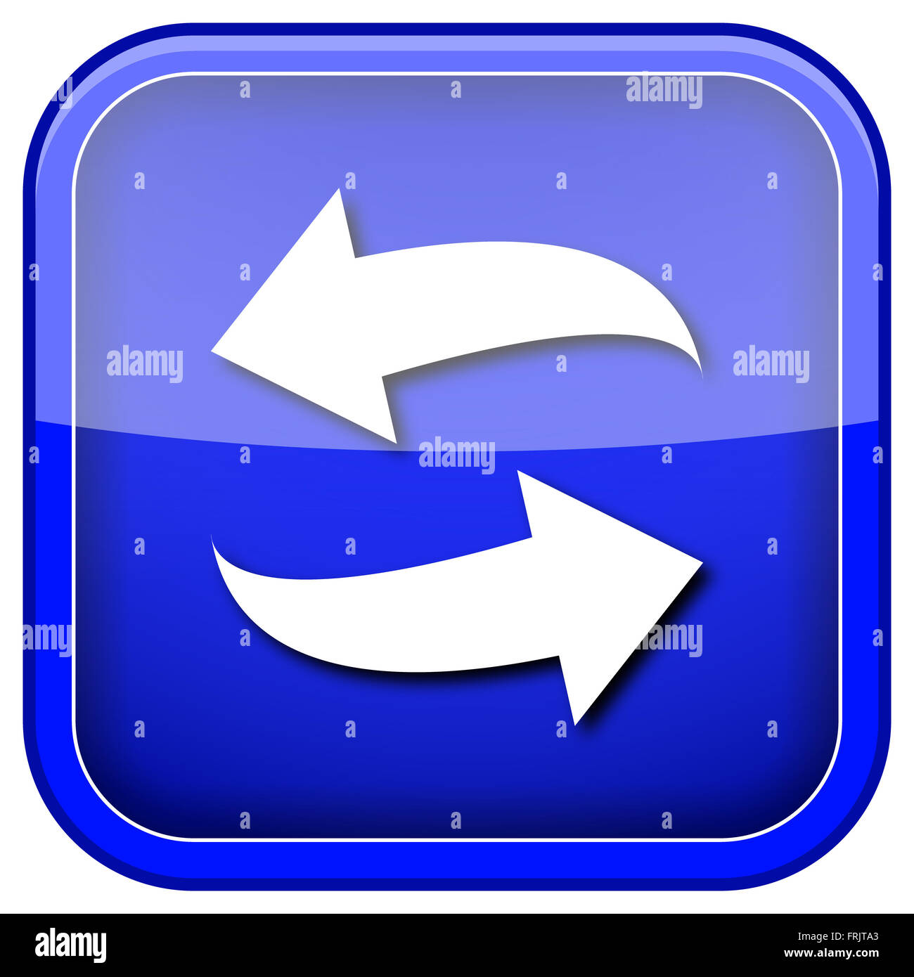Blue shiny glossy icon on white background Stock Photo - Alamy