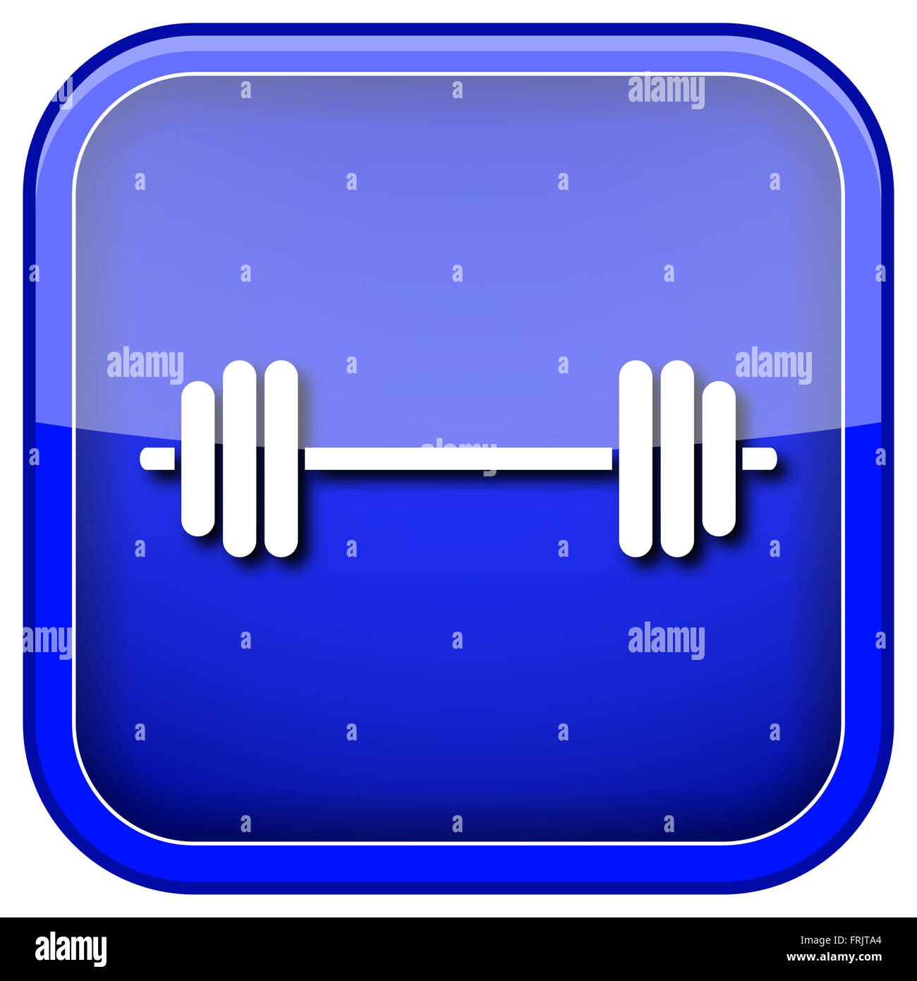 Blue shiny glossy icon on white background Stock Photo - Alamy