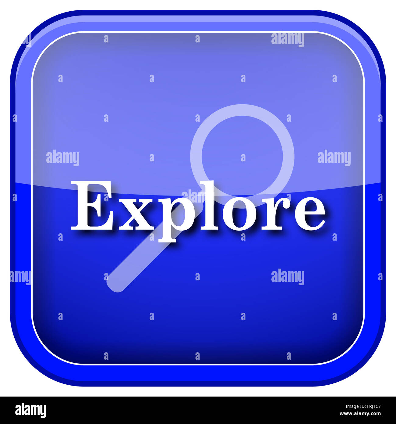 Blue shiny glossy icon on white background Stock Photo - Alamy