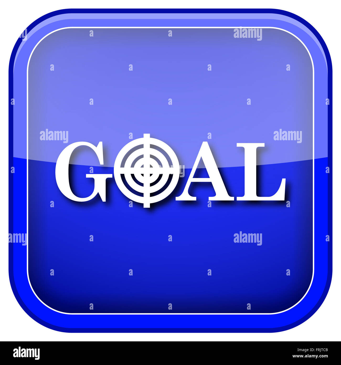 Blue shiny glossy icon on white background Stock Photo - Alamy