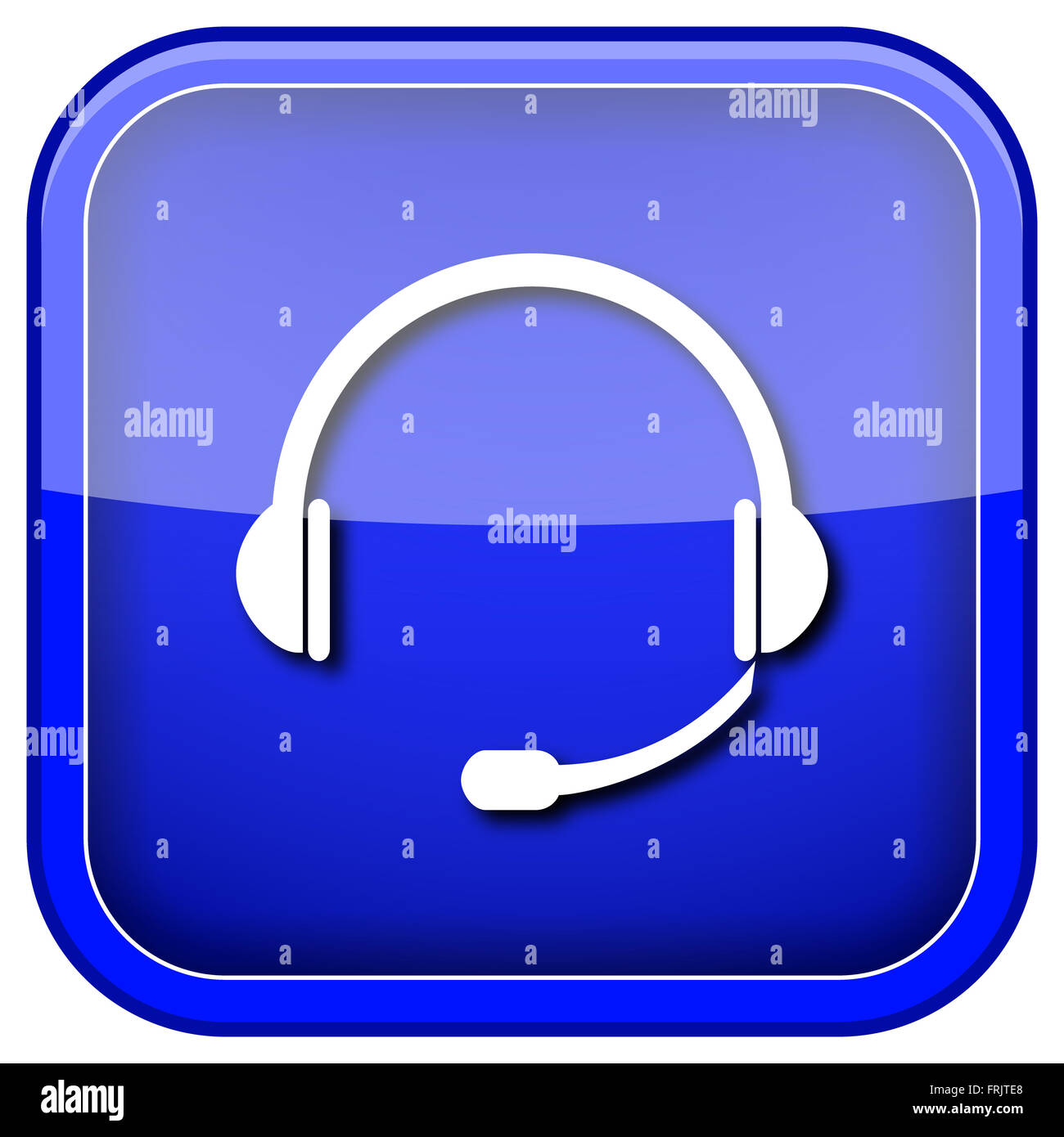Blue shiny glossy icon on white background Stock Photo - Alamy