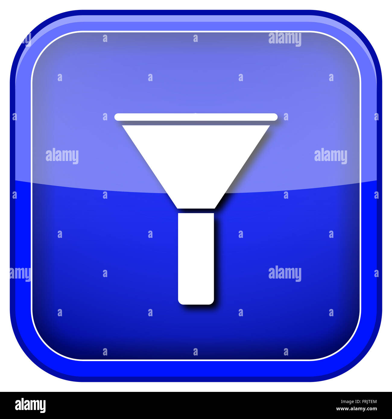 Blue shiny glossy icon on white background Stock Photo - Alamy