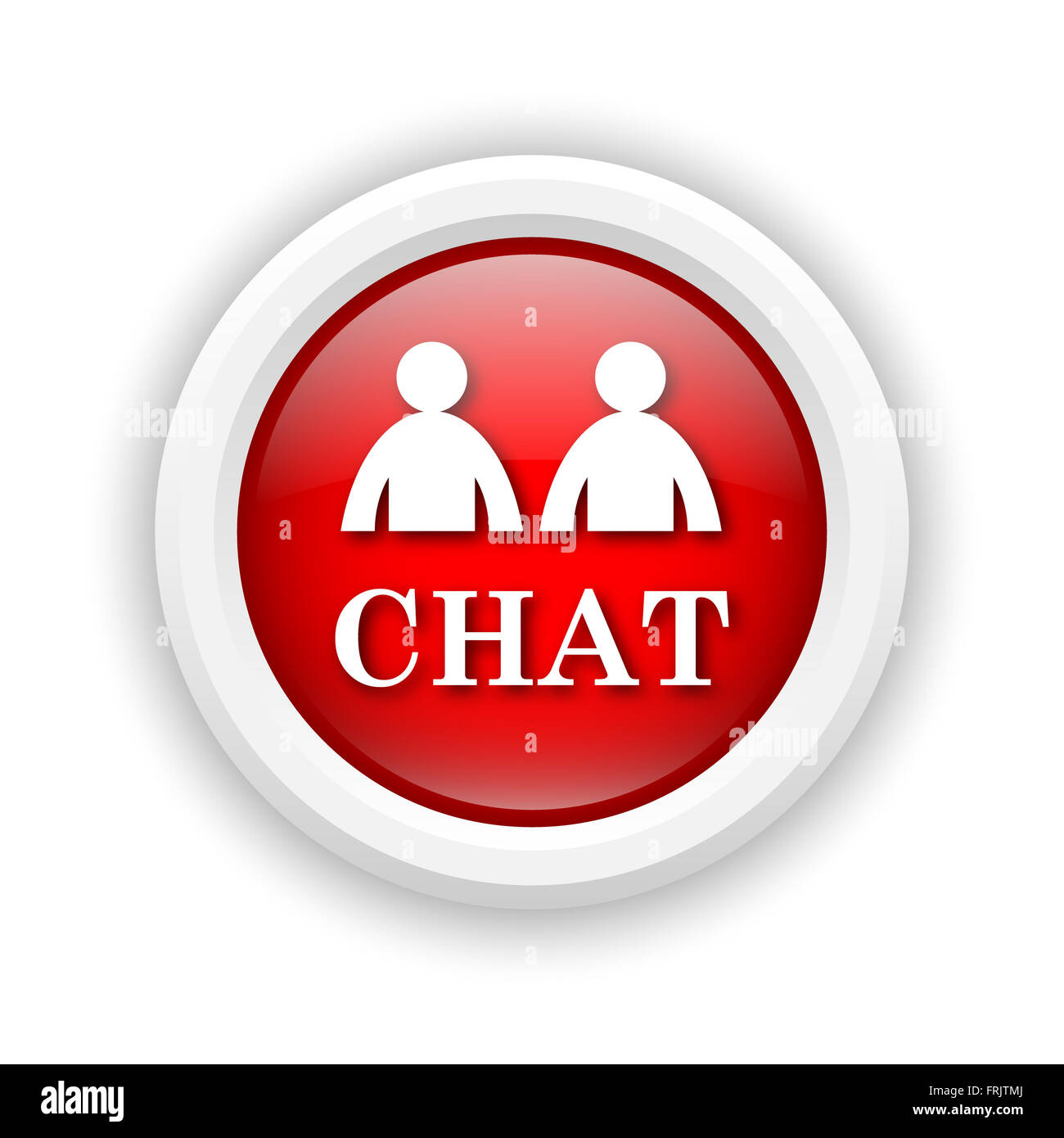Round plastic icon with white design on red background Stock Photo - Alamy