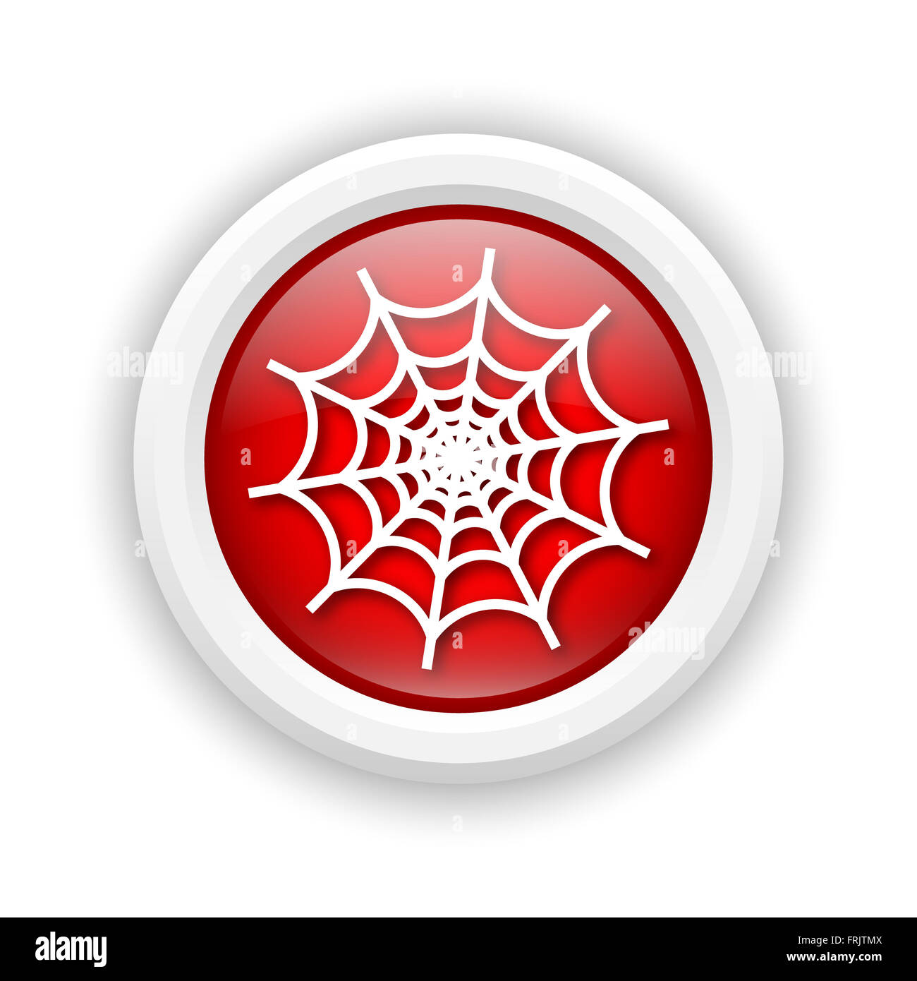 Round plastic icon with white design on red background Stock Photo - Alamy