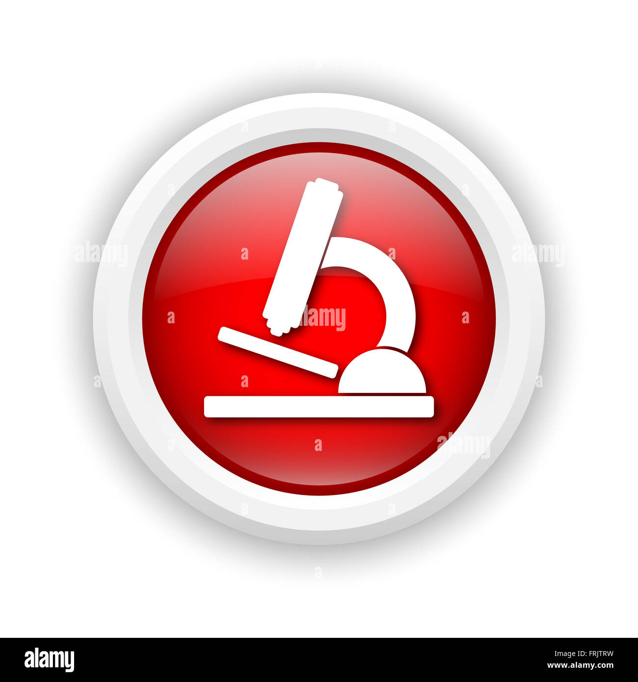Round plastic icon with white design on red background Stock Photo - Alamy