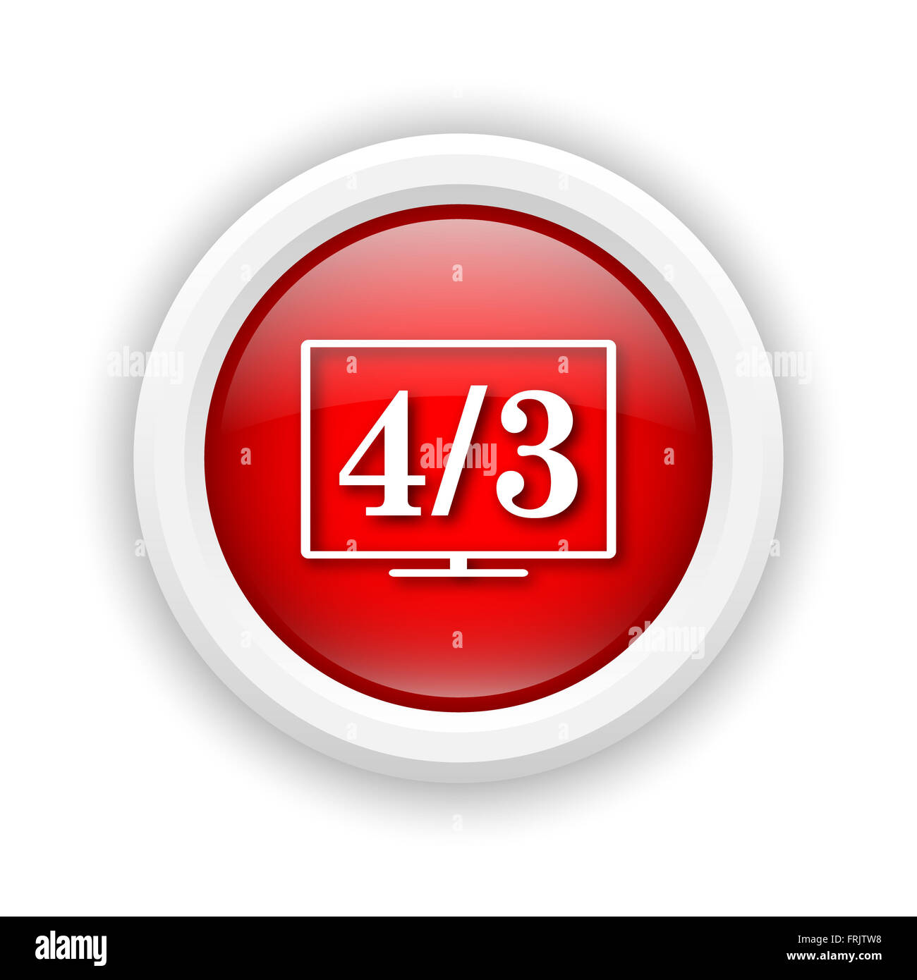 Round plastic icon with white design on red background Stock Photo - Alamy