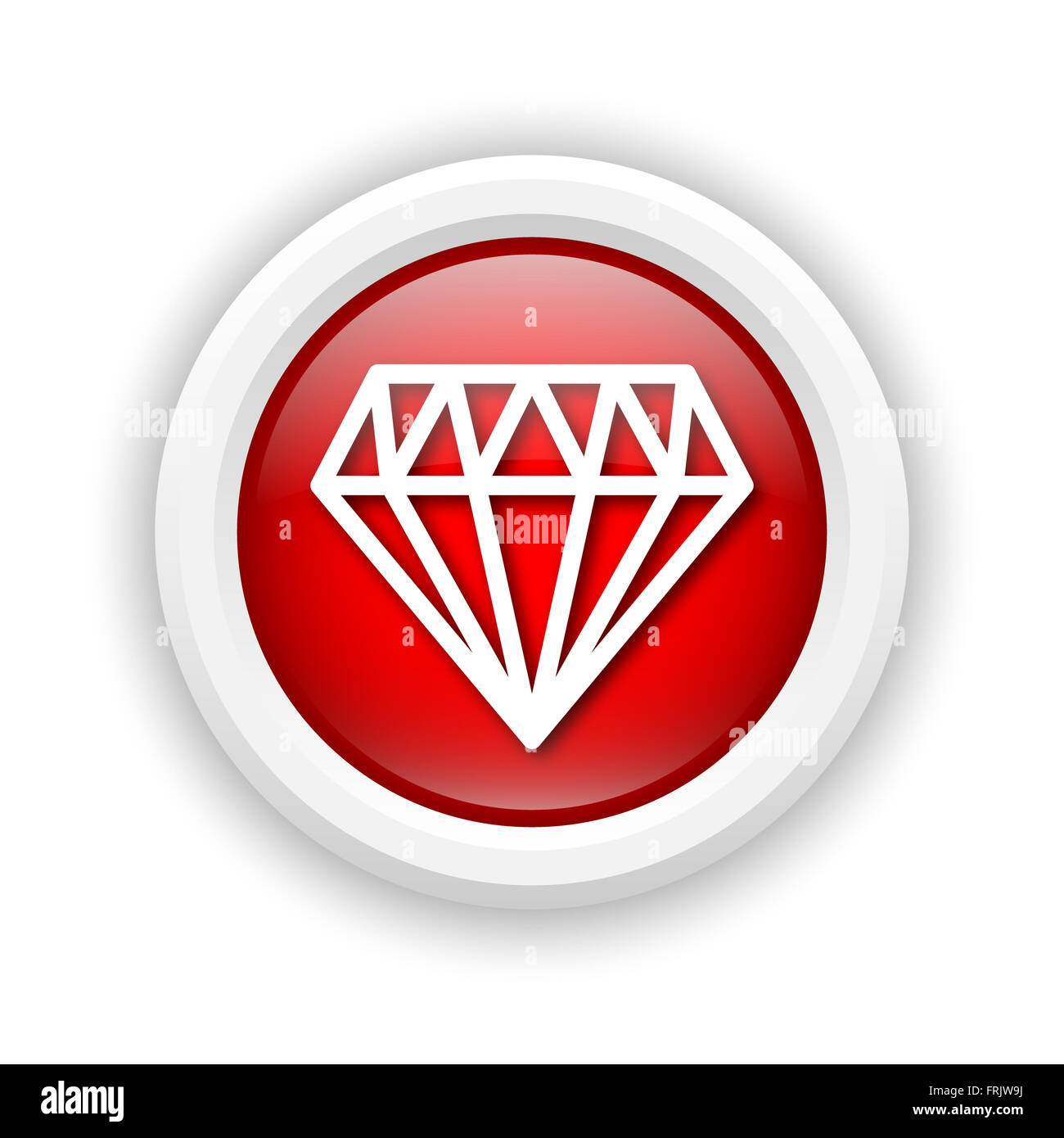 Round plastic icon with white design on red background Stock Photo - Alamy