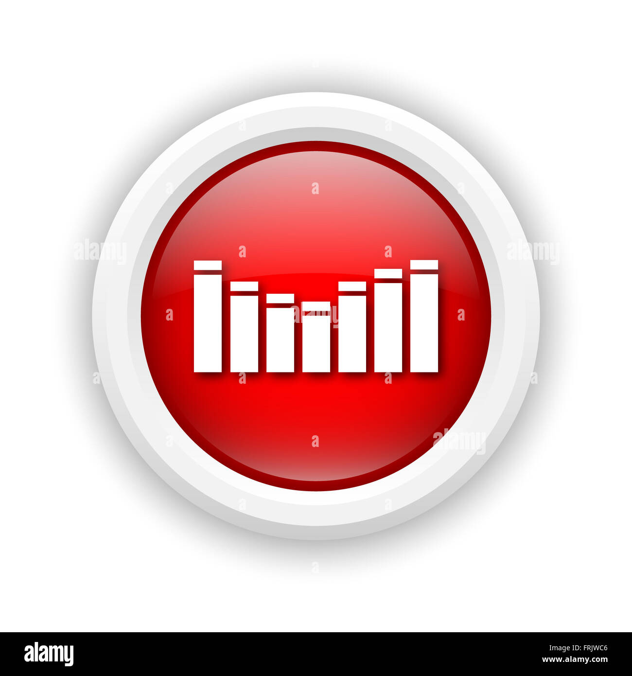 Round plastic icon with white design on red background Stock Photo - Alamy